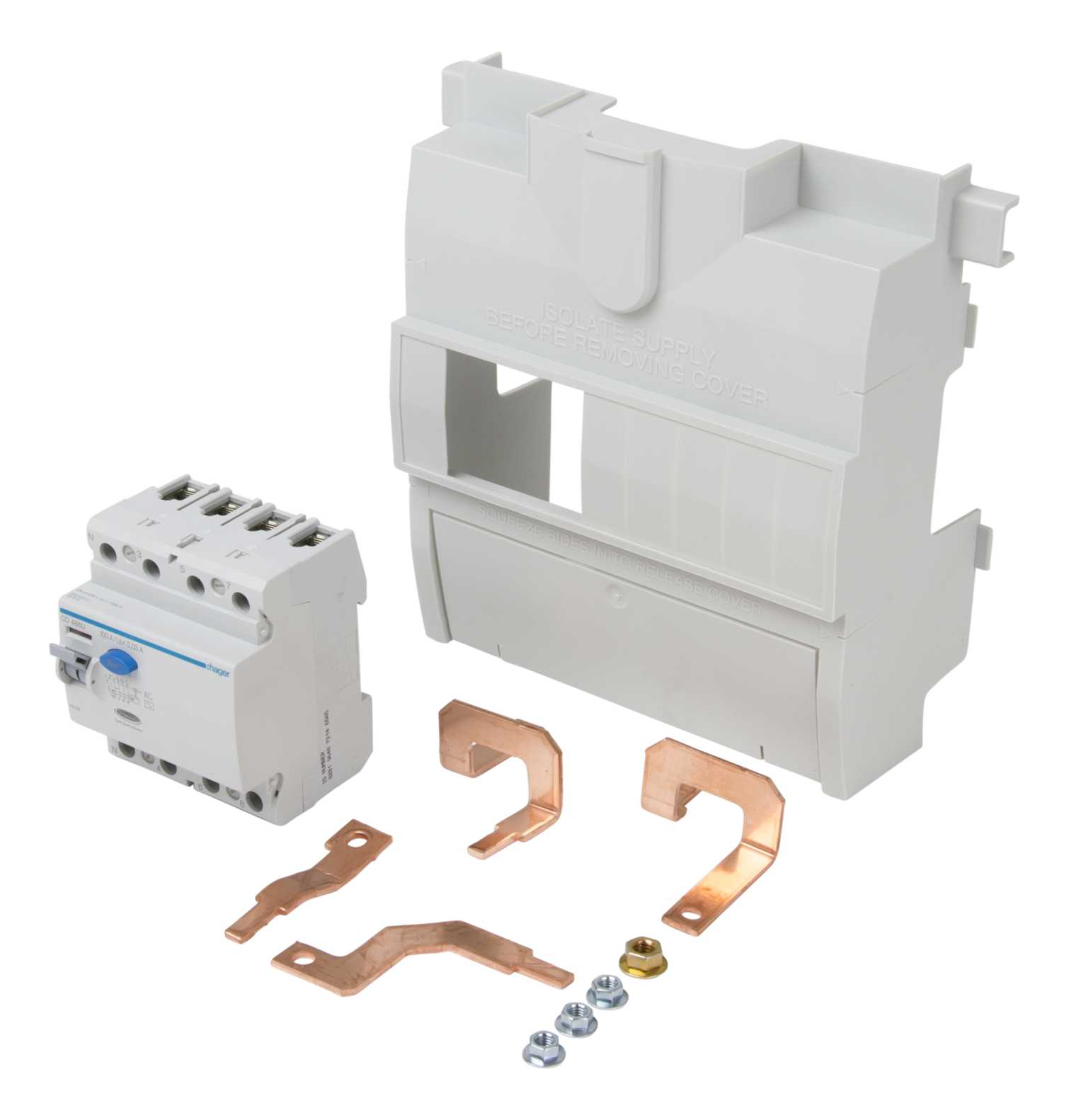 Connect Electrical Wholesale Ltd | Hager RCD Incomer Kit 4P 100A 100mA ...