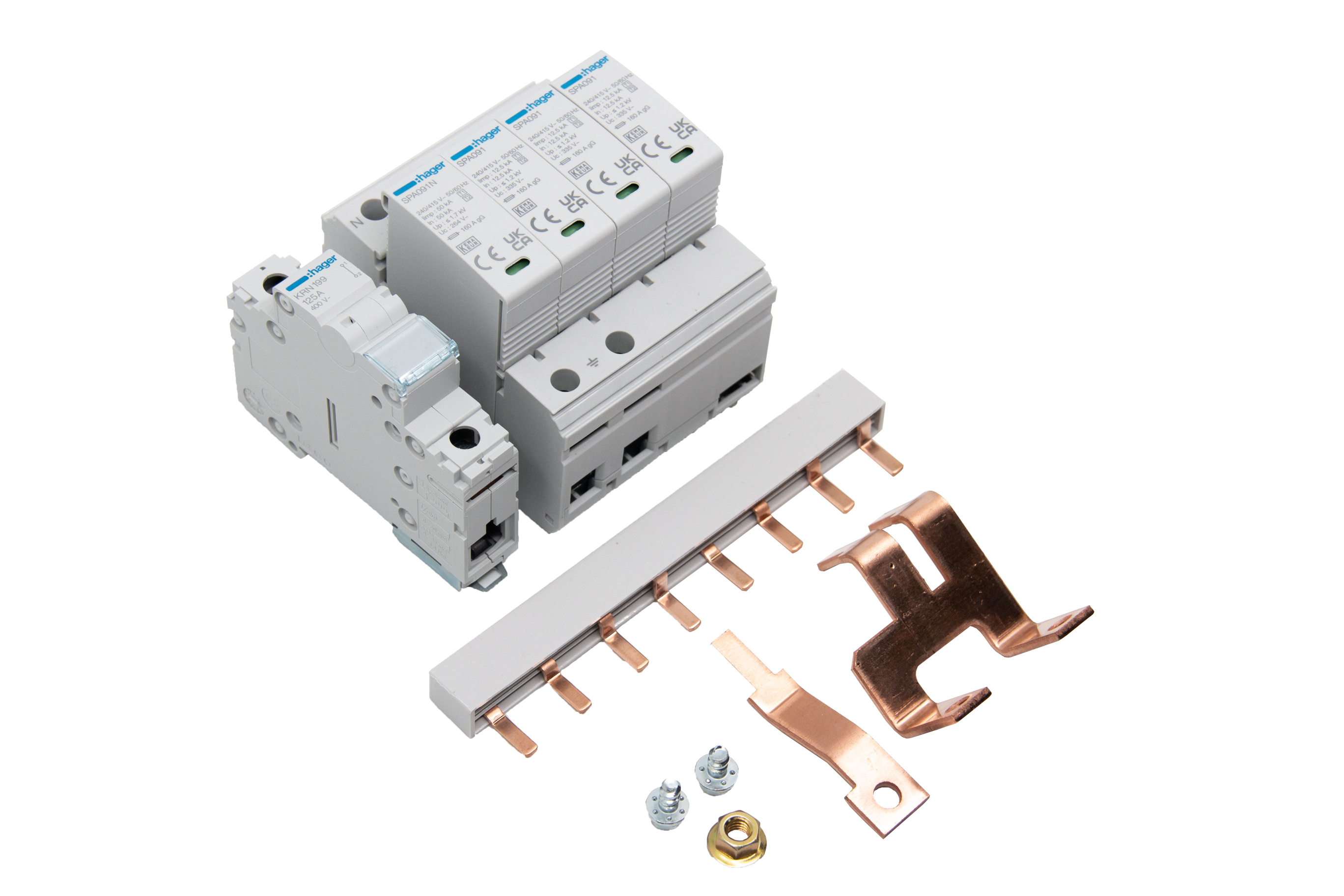 Connect Electrical Wholesale Ltd | Hager 125A Surge Protection Kit Type 1&2